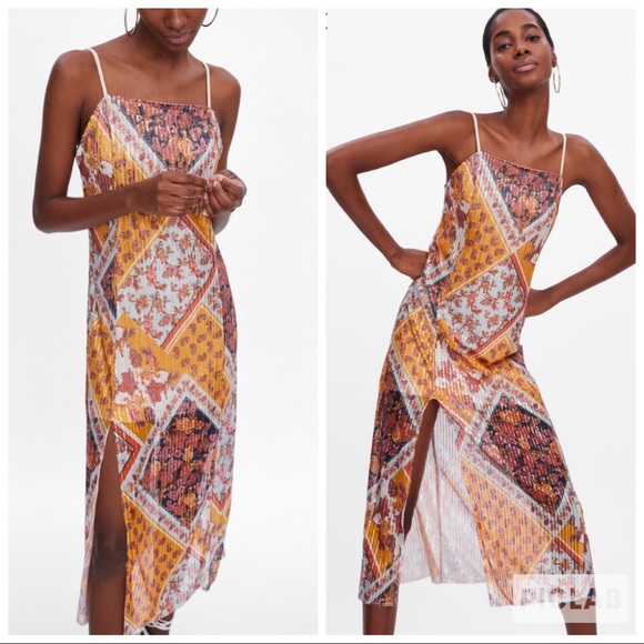 Zara | Dresses | Nwt Zara Print Dress With Sequins | Poshmark